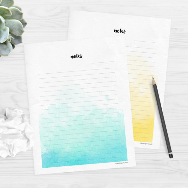 Free printable watercolour stationery - letter writing and note paper