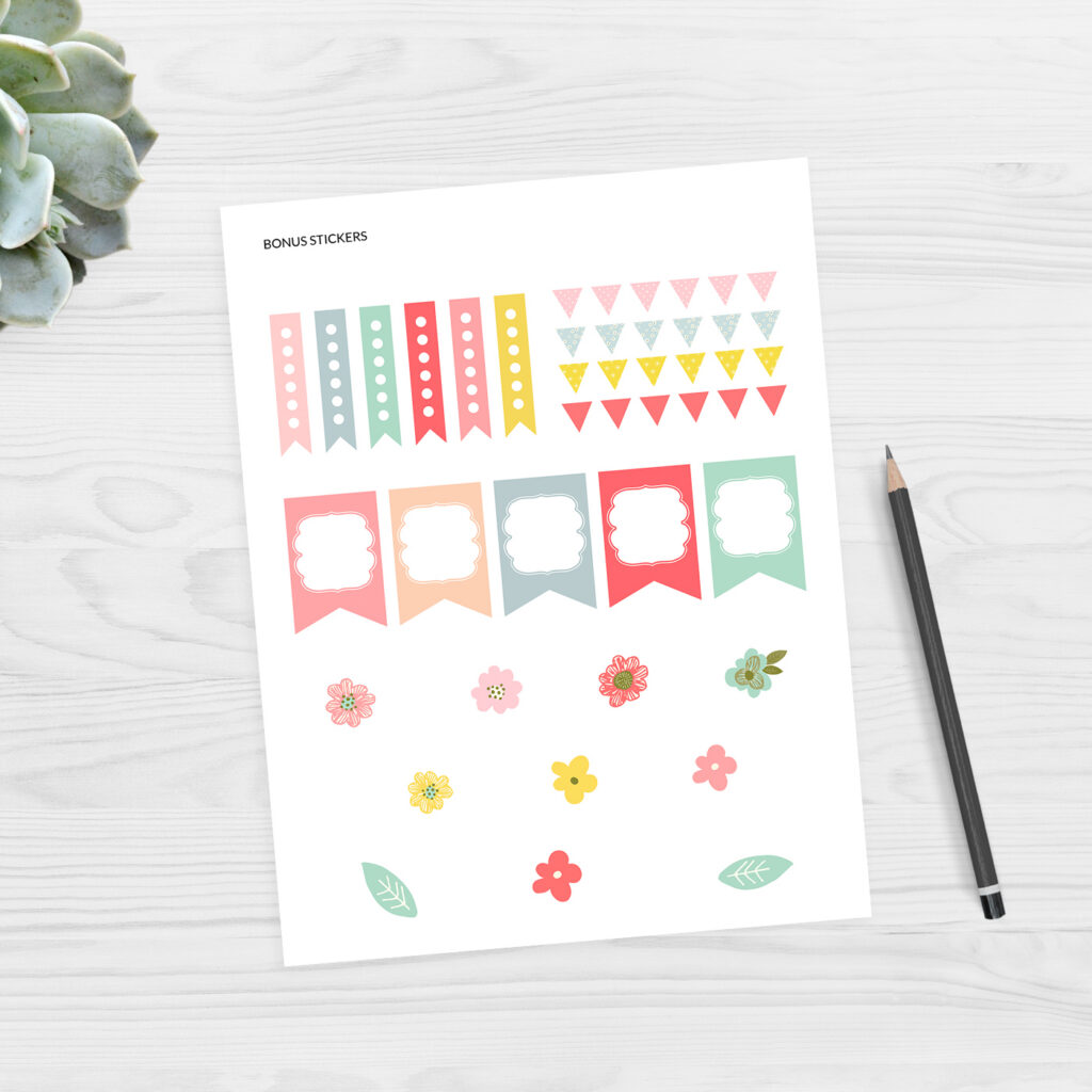 Printable planner stickers Spring - free instant download
