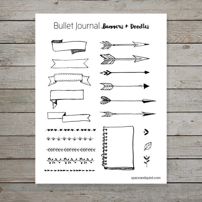 Free Bullet Journal Printable Banners and Doodles