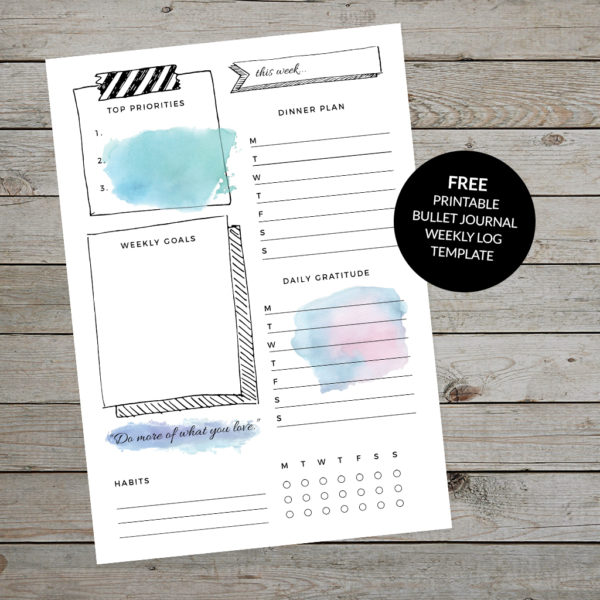 Organise Your Week With A Bullet Journal Weekly Log Free Template