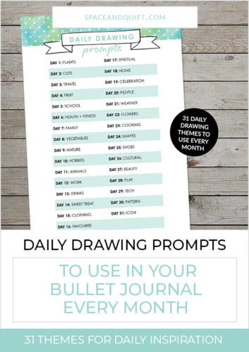 Daily Drawing Prompts To Use In Your Bullet Journal Every Month