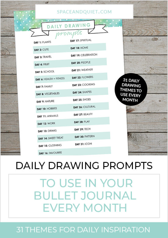 Daily Drawing Prompts To Use In Your Bullet Journal Every Month