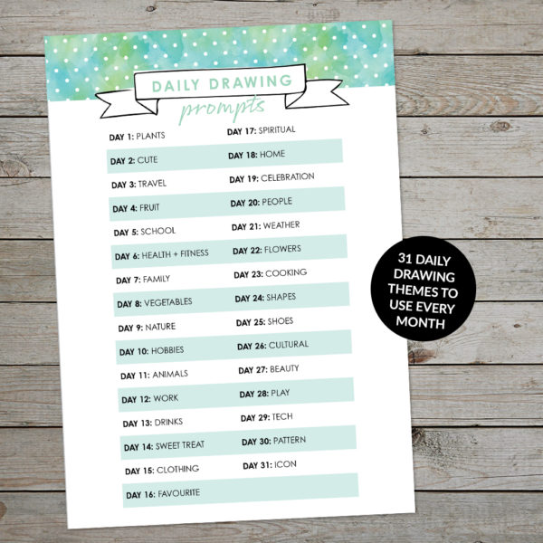 Daily Drawing Prompts To Use In Your Bullet Journal Every Month
