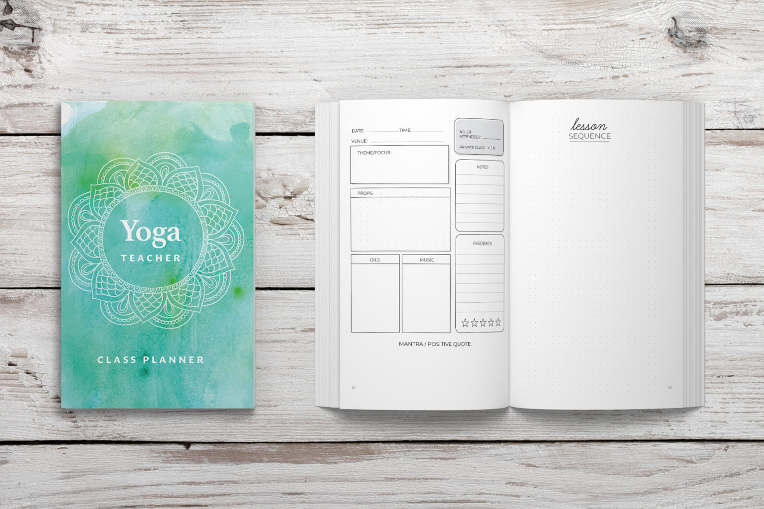 Yoga Journals for Teachers - Yoga Class Planner - Space And Quiet
