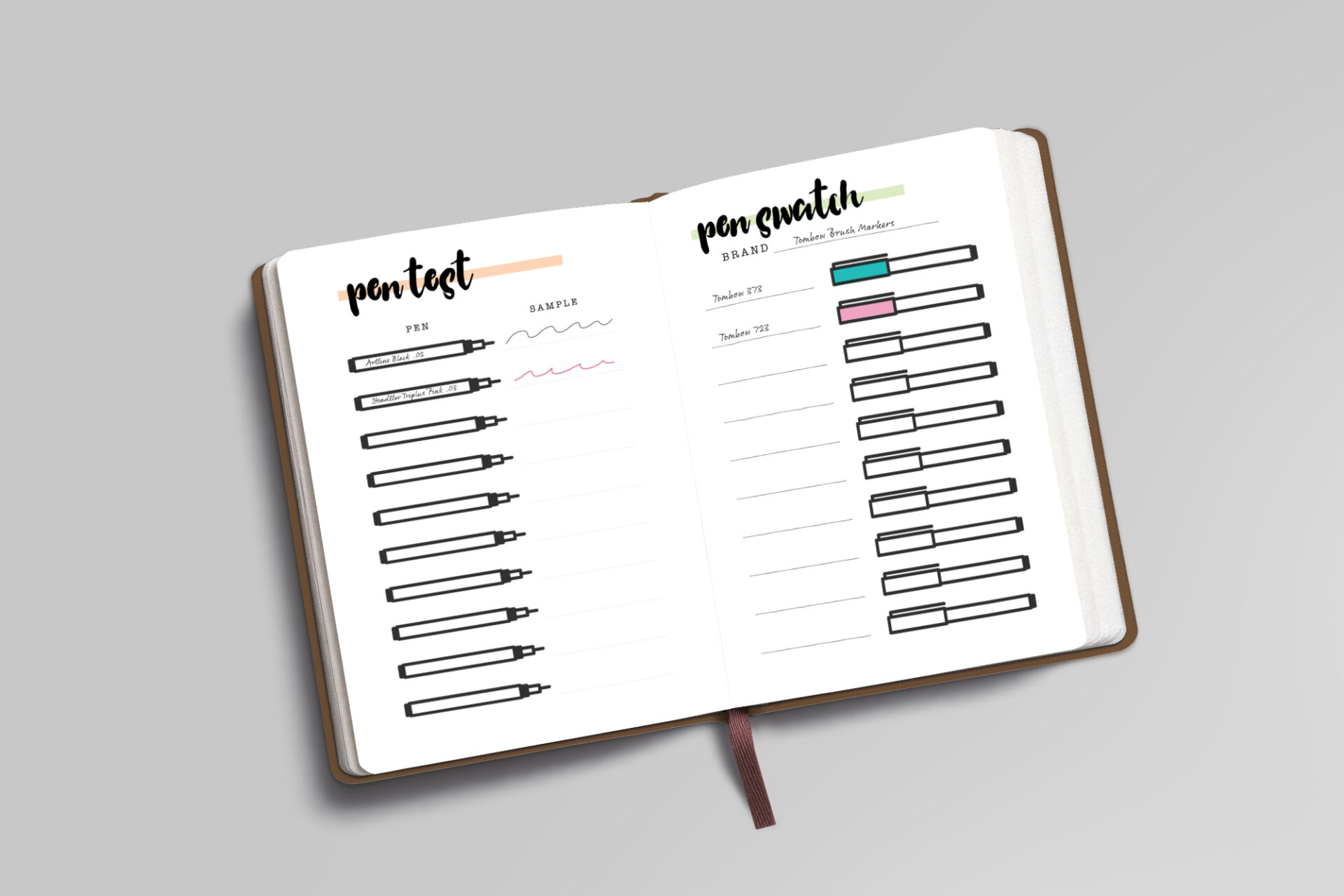 Pen Test and Color Swatch Template Printable - Space And Quiet