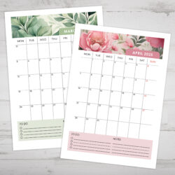 Printable Calendars 2025: Watercolor Floral - Space And Quiet