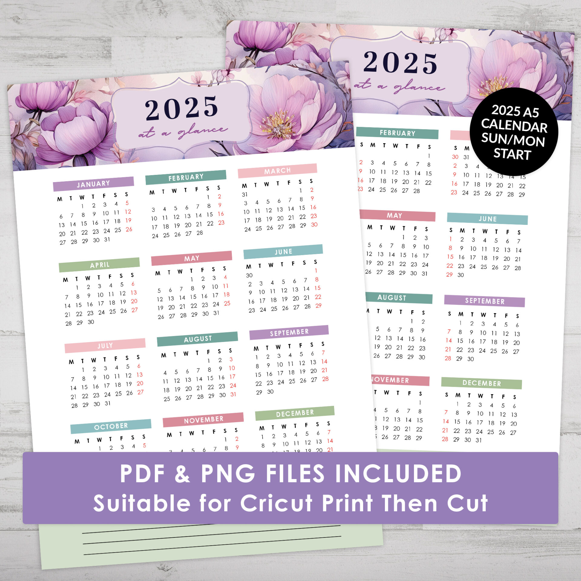 Printable Calendars 2025: Watercolor Floral - Space And Quiet