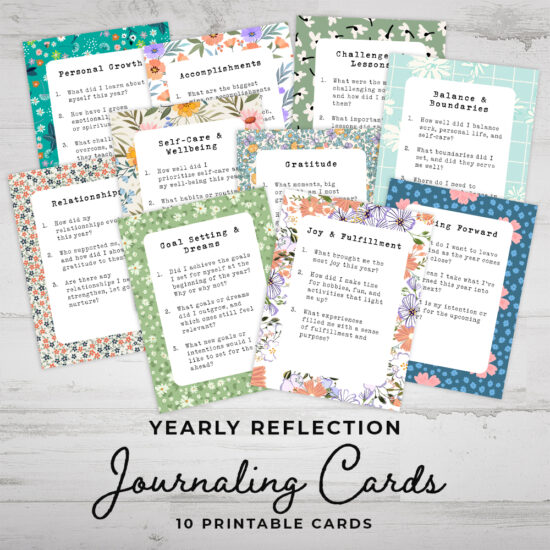 Yearly Reflection Journaling Cards Printable - Space And Quiet
