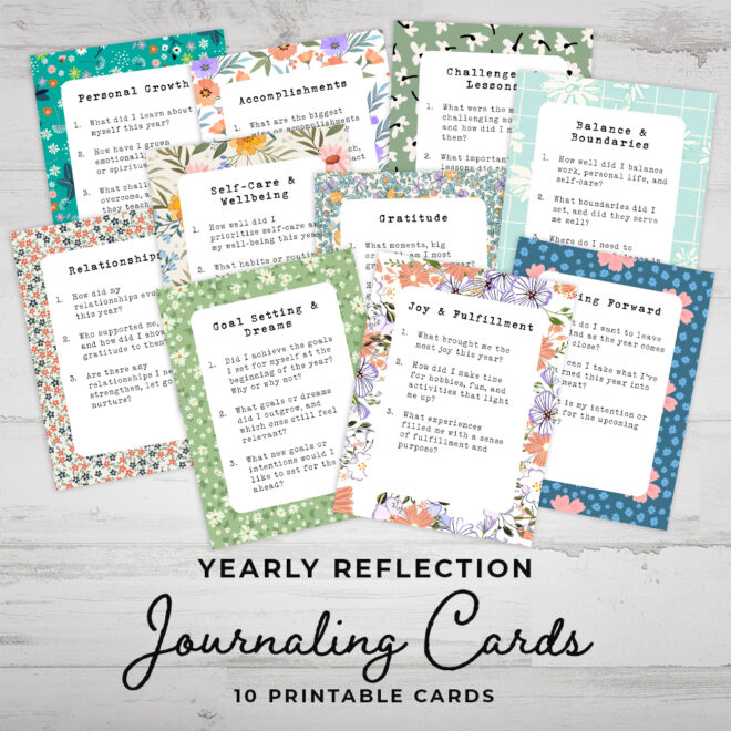 Yearly Reflection Journaling Cards Printable - Space And Quiet