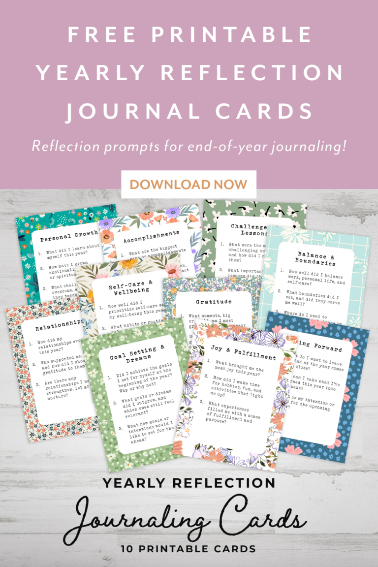 Yearly Reflection Journaling Cards Printable - Space And Quiet