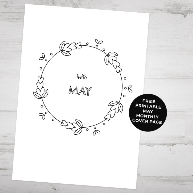 May Monthly Cover Page Printable - Space and Quiet Journaling