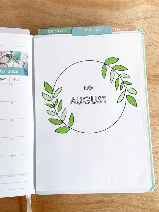 August Monthly Cover Free Printable - Space and Quiet Journaling