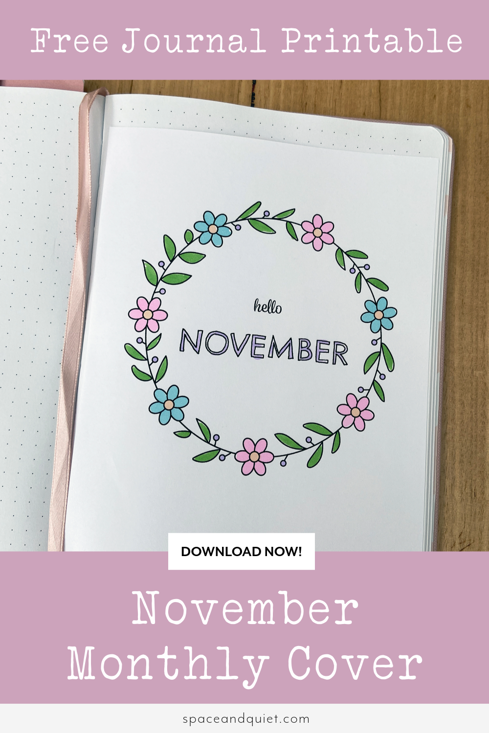Printable November Monthly Cover | Space & Quiet Journaling