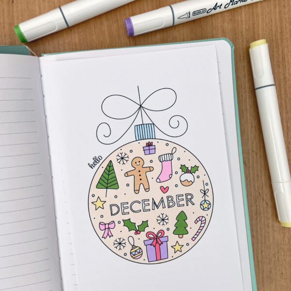 Free Printable December Monthly Cover: Space & Quiet Journaling