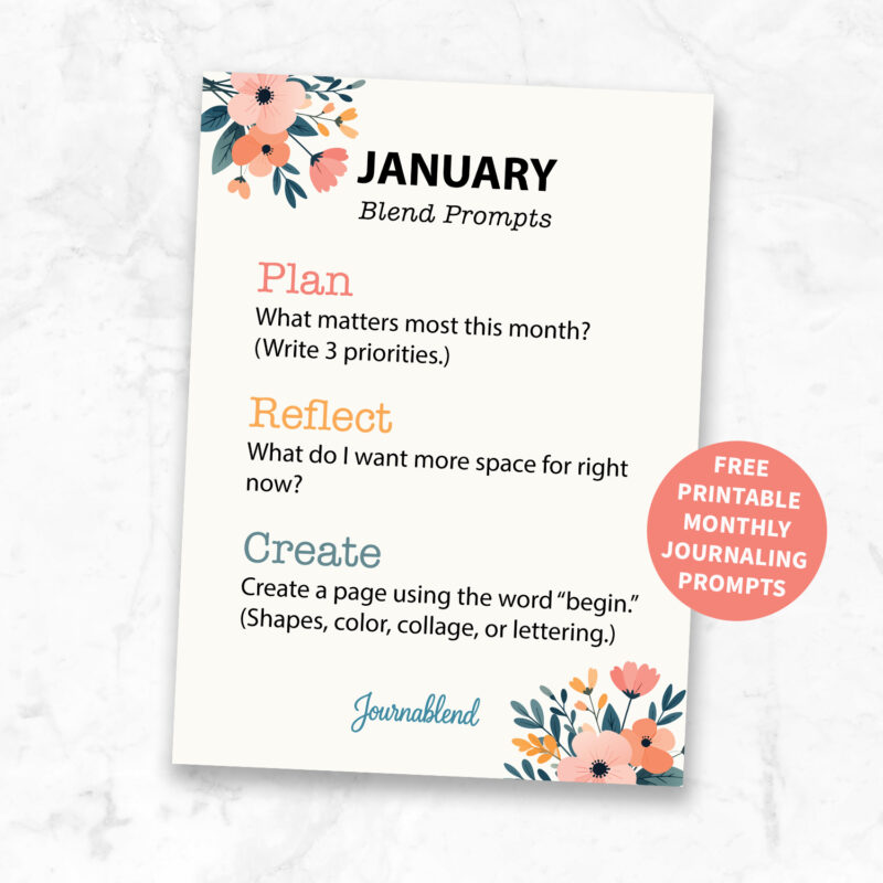 Free Printable Monthly Journaling Prompt Cards - Space & Quiet