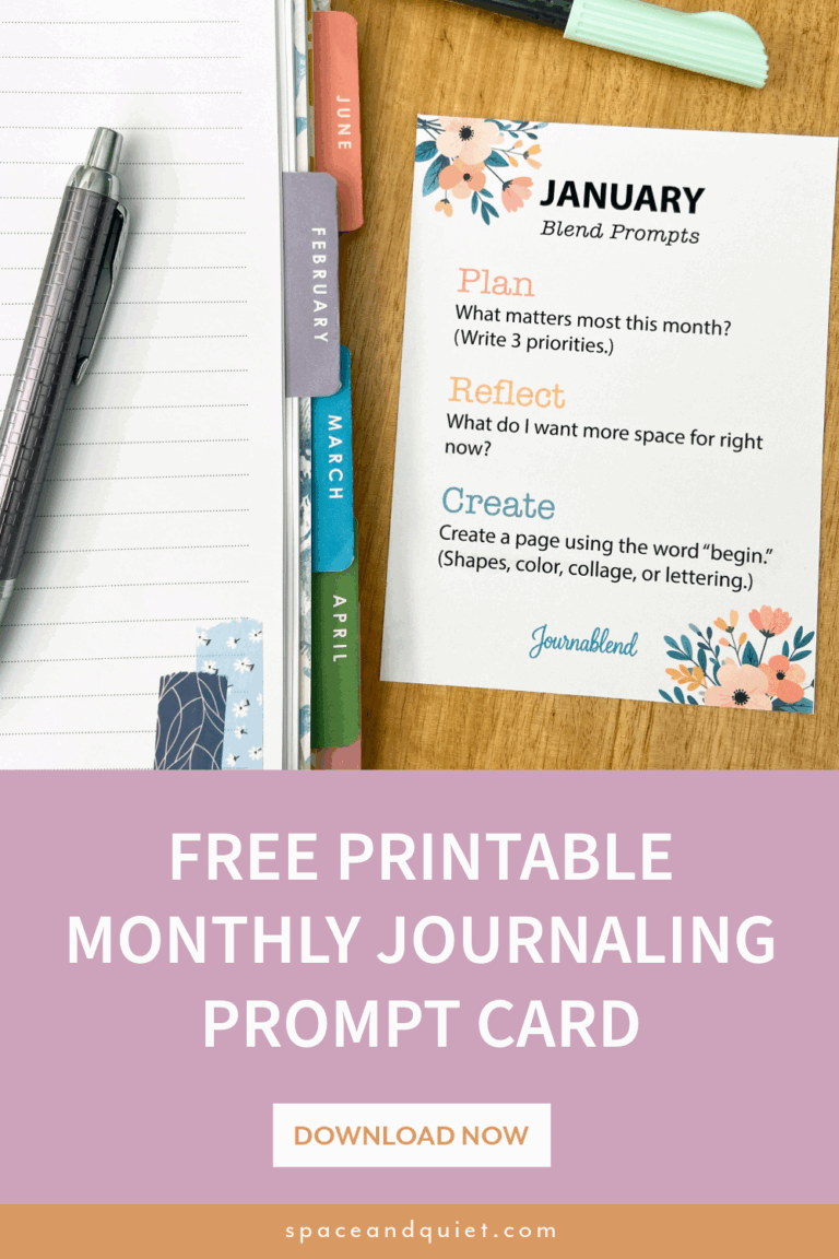 Free Printable Monthly Journaling Prompt Cards - Space & Quiet