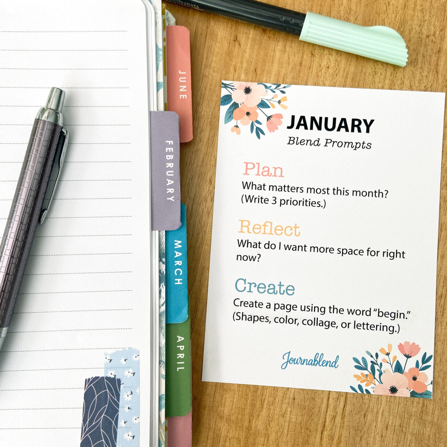 Free Printable Monthly Journaling Prompt Cards - Space & Quiet