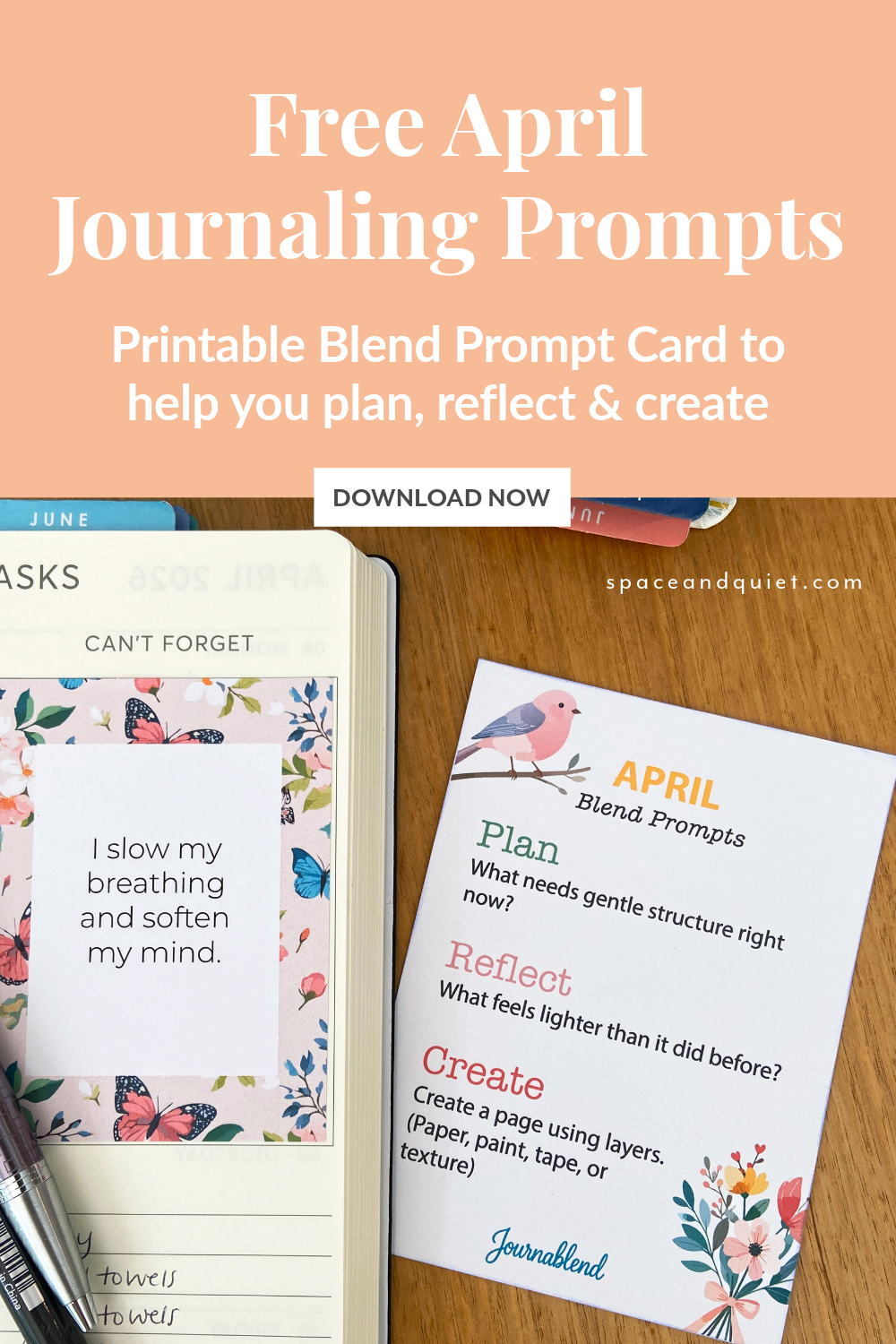 April Journaling Prompts: Free Printable Blend Prompt Card